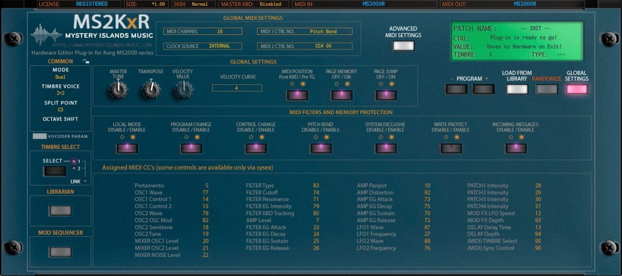 Korg MS2000 Editor and Librarian - AURA Plugins